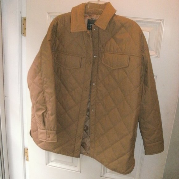 Primark | Tops | Primark Tan Quilted Oversized Snap Closure Jacket ...